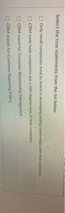 Solved Select the true statements from the list below. O | Chegg.com