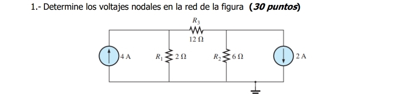Solved 1.- ﻿Determine los voltajes nodales en la red de la | Chegg.com