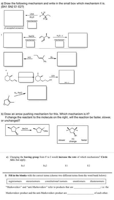 Solved a) Draw the following mechanism and write in the | Chegg.com