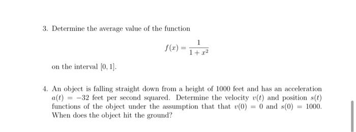 Solved 3. Determine the average value of the function for) 1 | Chegg.com