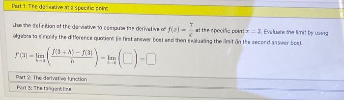 Solved Use the definition of the derviative to compute the | Chegg.com