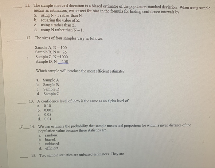 Solved The sample standard deviation is a biased estimator | Chegg.com