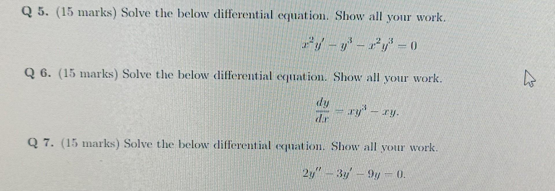 Solved Q 5. (15 marks) Solve the below differential | Chegg.com
