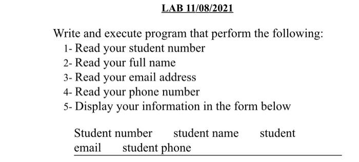 Solved LAB 11/08/2021 Write and execute program that perform | Chegg.com