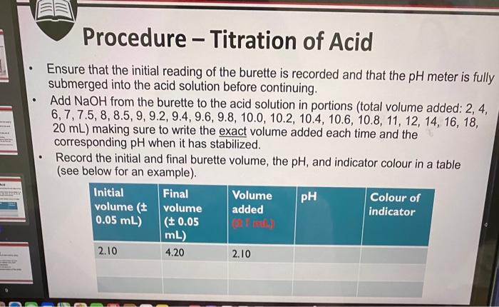 Data . . - Plot the titration curves on Excel • | Chegg.com