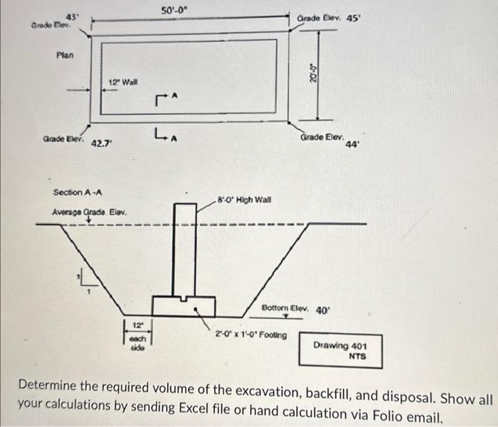Solved Determine the required volume of the excavation, | Chegg.com