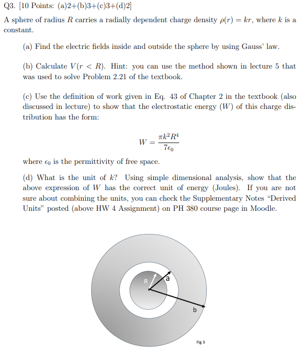 Solved Q3. [10 ﻿Points: (a)2+(b)3+(c)3+(d)2]A sphere of | Chegg.com