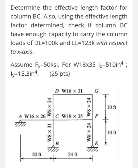 Solved Determine the effective length factor for column BC. | Chegg.com