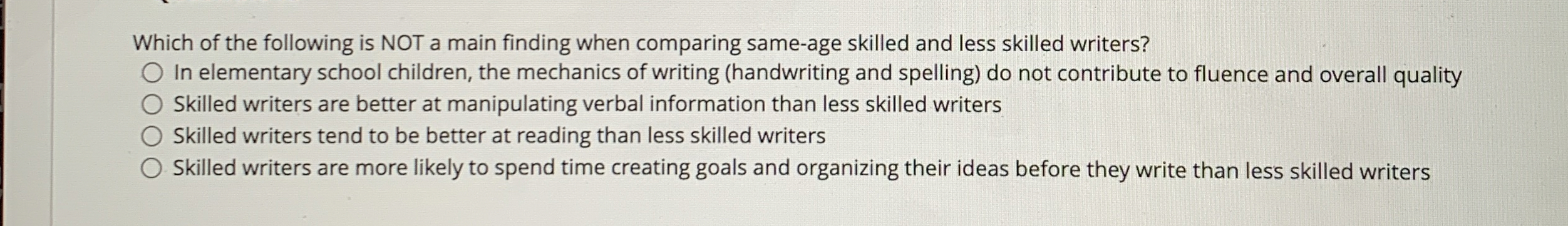 Solved Which of the following is NOT a main finding when | Chegg.com