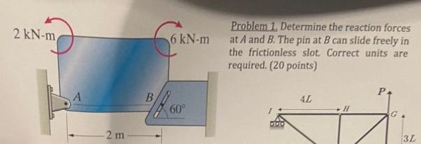 Problem 1. Determine the reaction forces at A and B. | Chegg.com