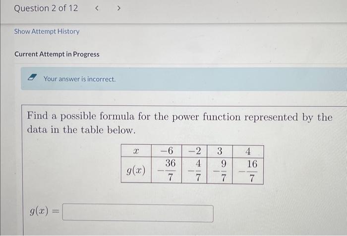Solved Current Attempt in Progress Your answer is incorrect. | Chegg.com