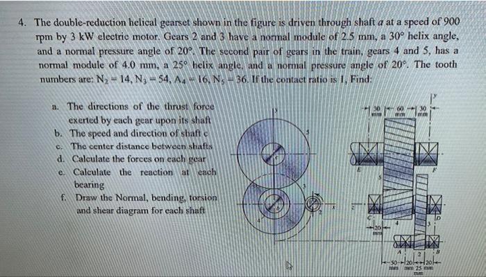 Solved 4. The double-reduction helical gearset shown in the | Chegg.com