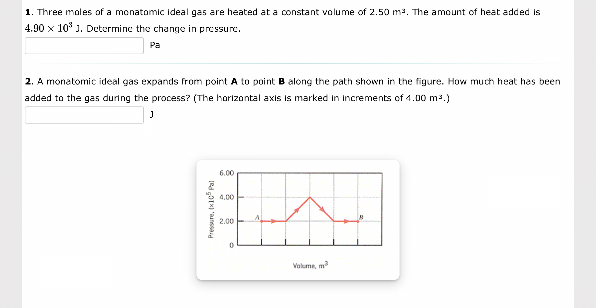 Solved Three moles of a monatomic ideal gas are heated at a | Chegg.com