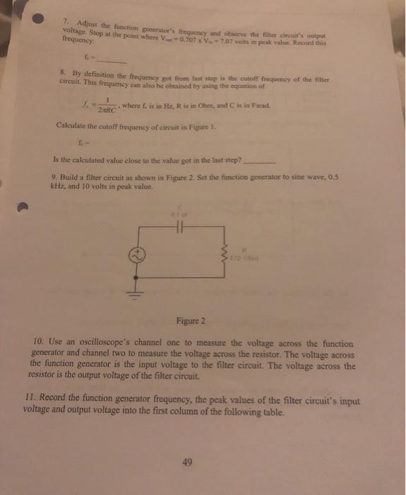 Solved EXPERIMENT 10 FILTER CIRCUITS Obiectives To be | Chegg.com