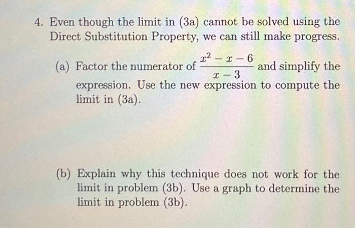 4. Even though the limit in (3a) cannot be solved | Chegg.com