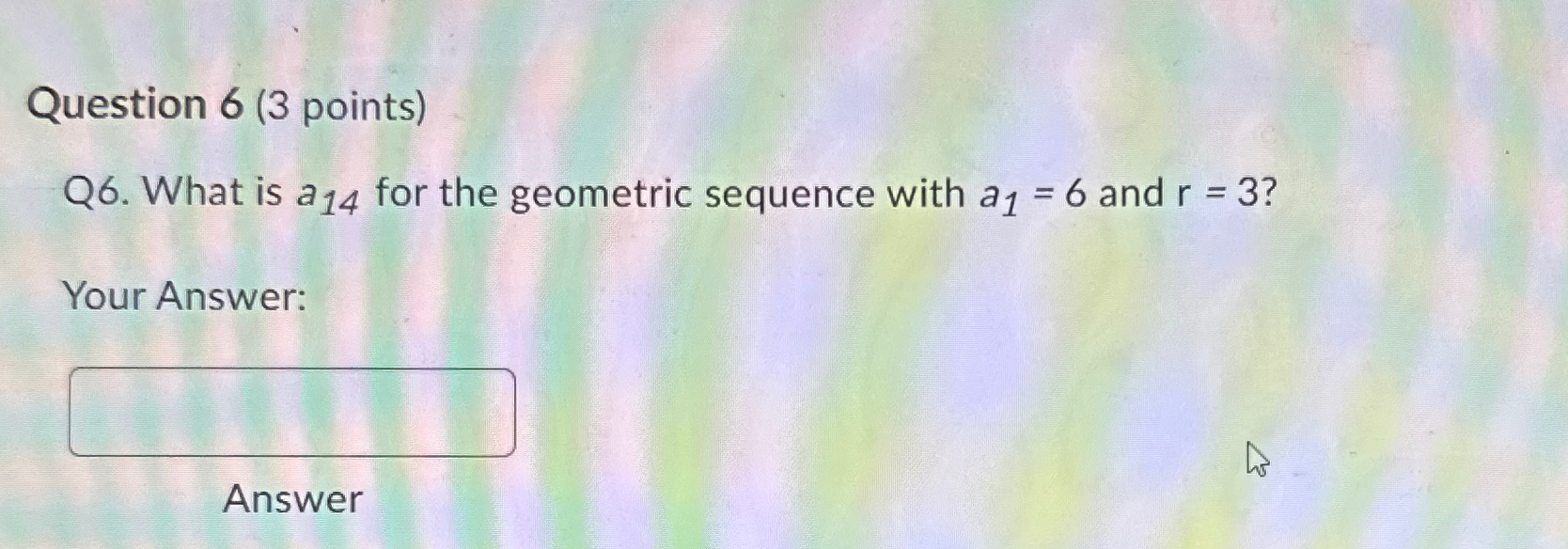 Solved Question 6 (3 ﻿points)Q6. ﻿What is a14 ﻿for the | Chegg.com