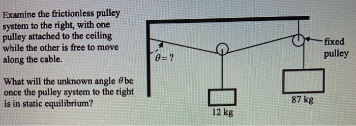 Solved Examine the frictionless pulley system to the right, | Chegg.com