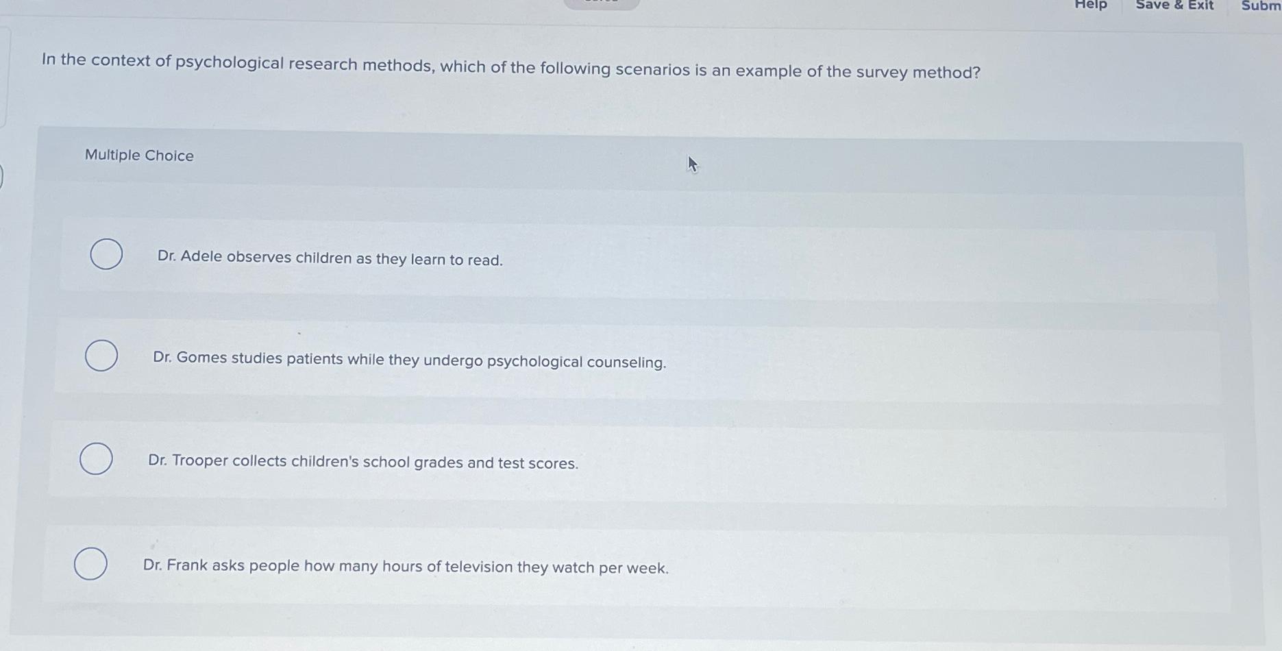 Solved In the context of psychological research methods, | Chegg.com