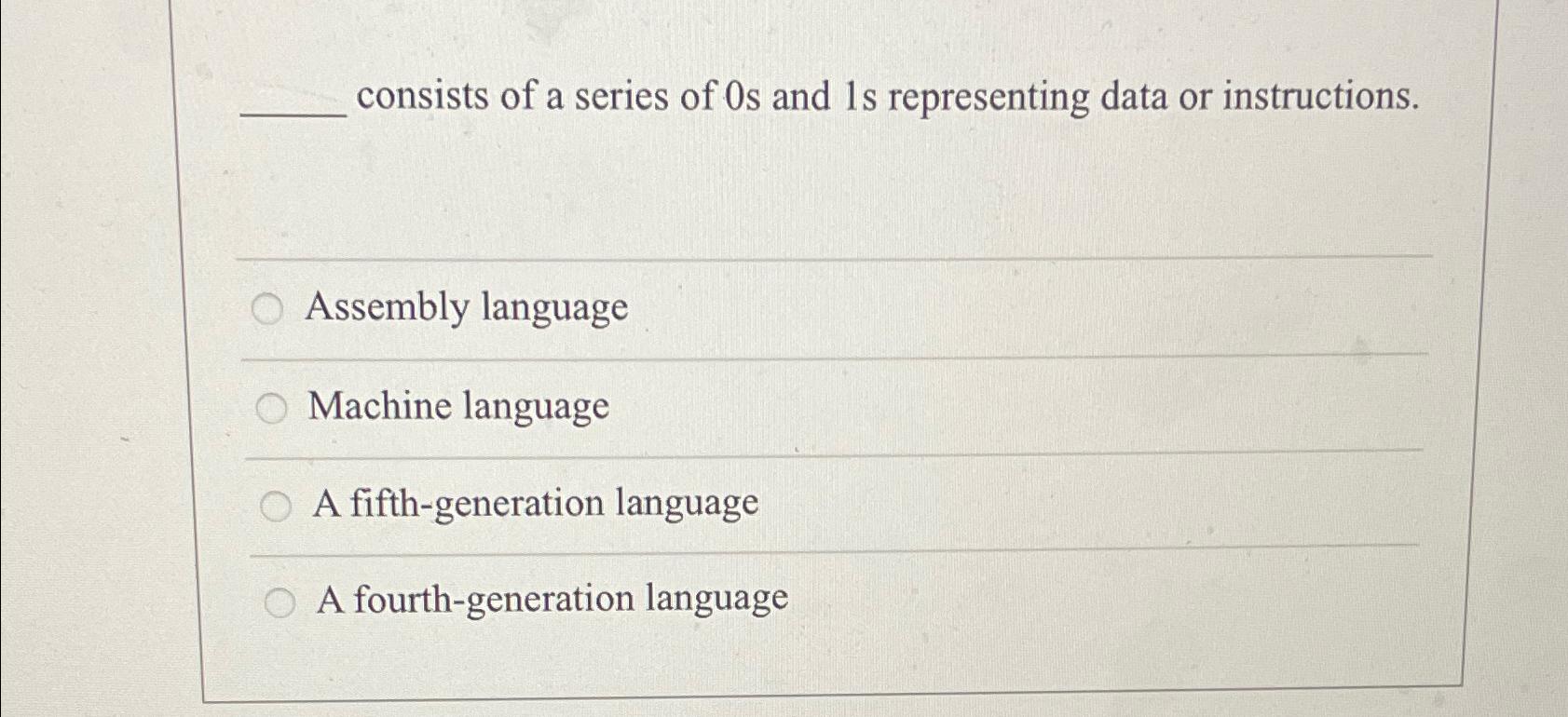 Solved consists of a series of 0s ﻿and 1s ﻿representing data | Chegg.com