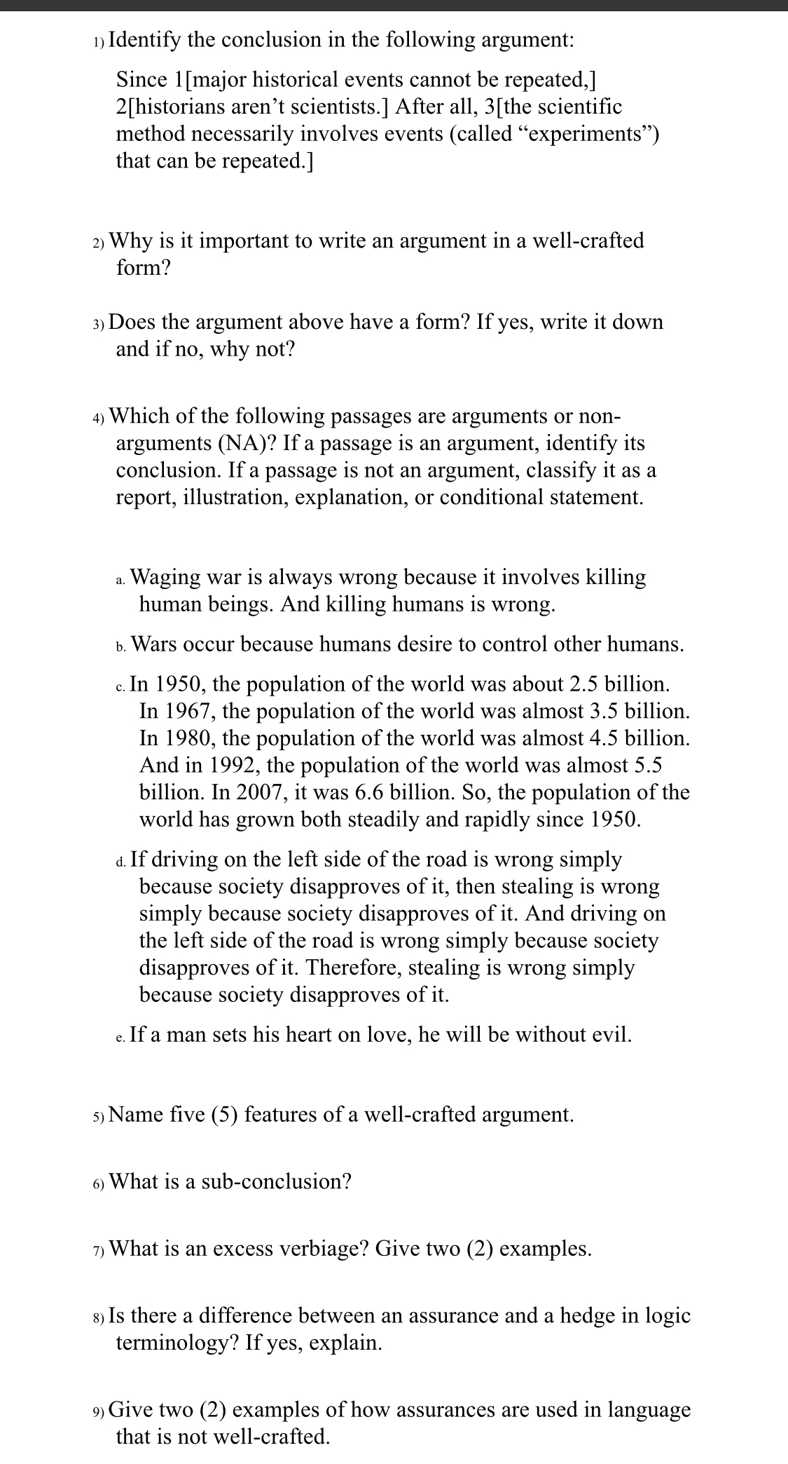 Solved Identify the conclusion in the following | Chegg.com