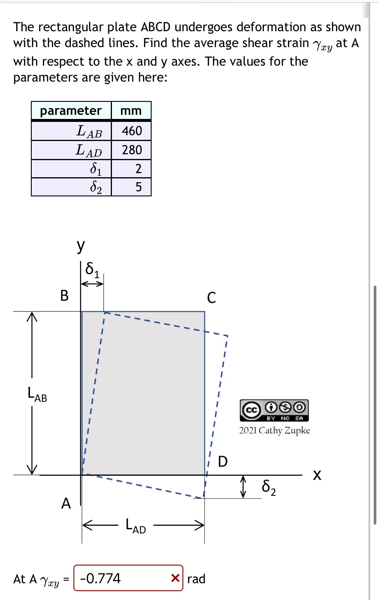 Solved The rectangular plate ABCD undergoes deformation as | Chegg.com