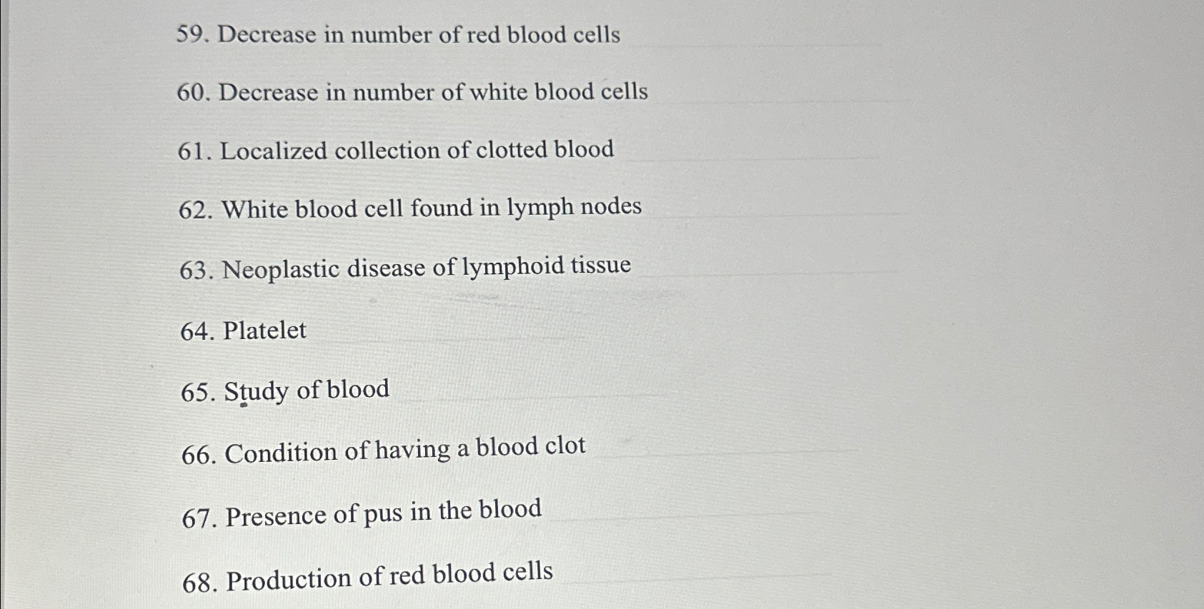 Solved Decrease in number of red blood cellsDecrease in | Chegg.com