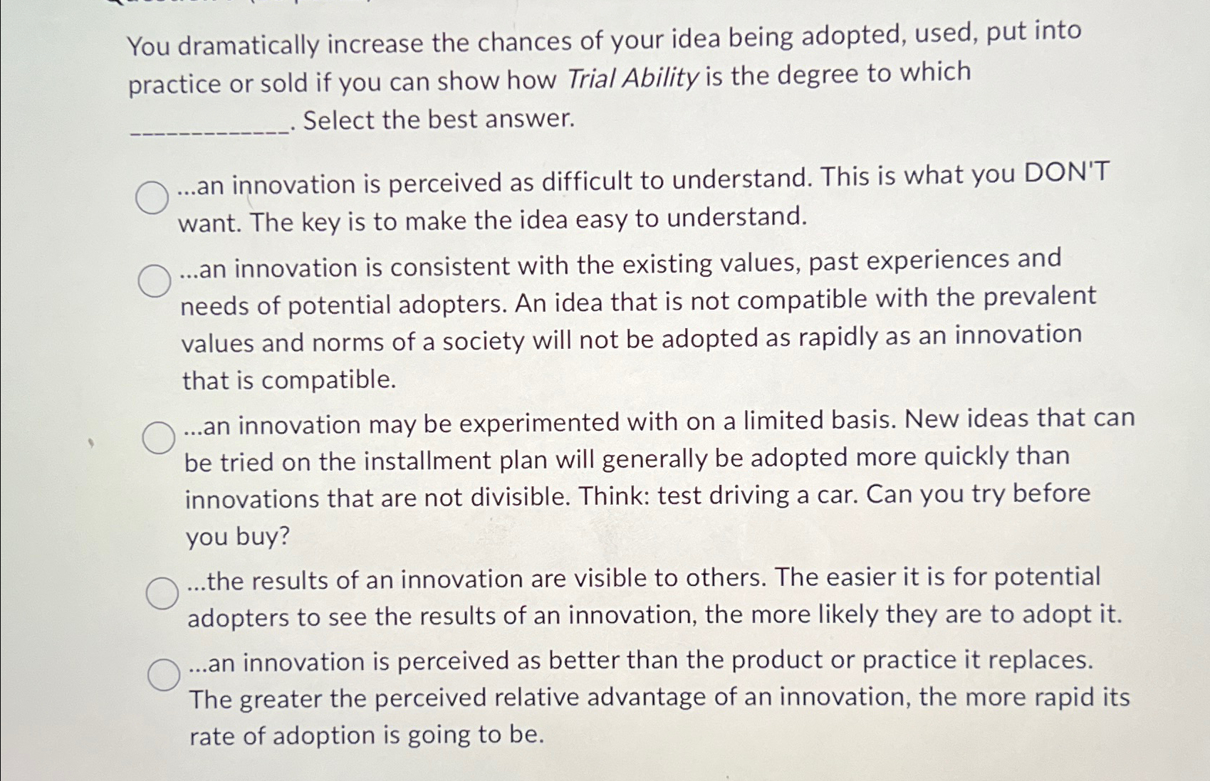 Solved You dramatically increase the chances of your idea | Chegg.com