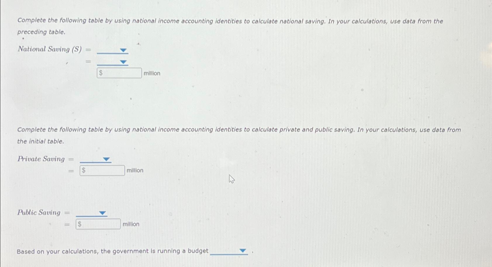 Solved Complete the following table by using national income | Chegg.com