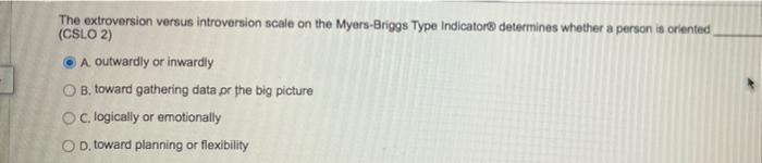 Solved The extroversion versus introversion scale on the | Chegg.com