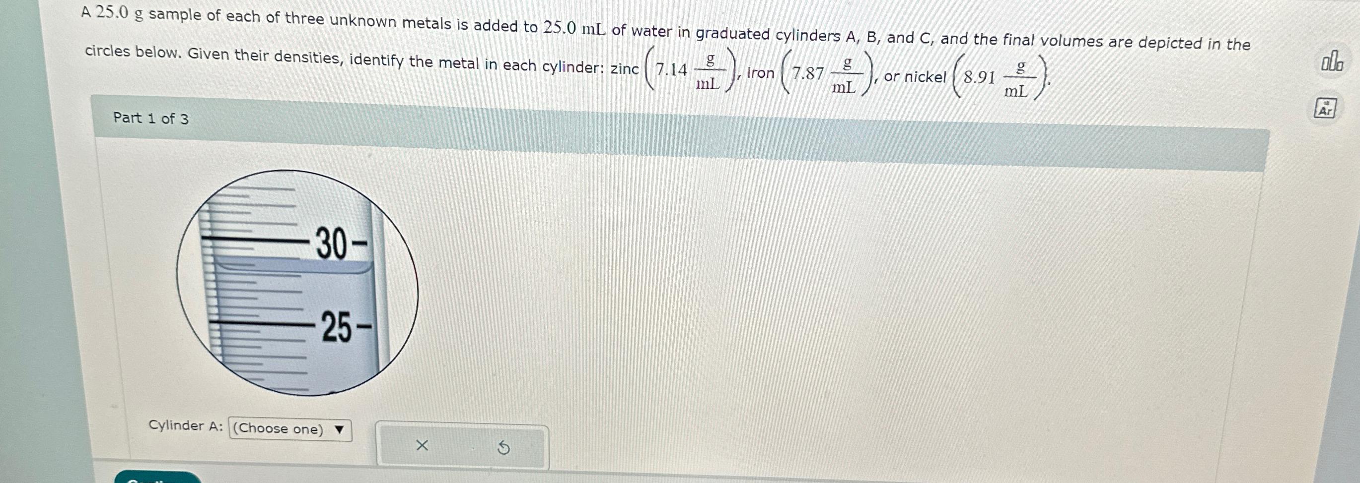 Solved A 25.0g sample of each of three unknown metals is | Chegg.com