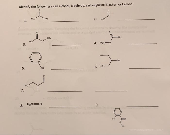 Solved Identify the following as an alcohol, aldehyde, | Chegg.com