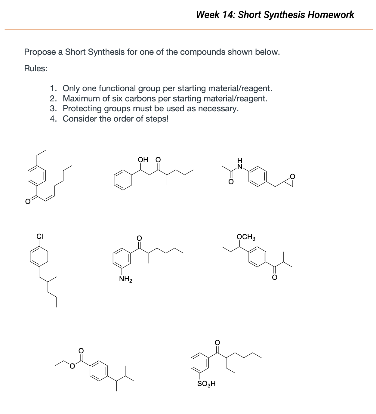 Solved Week 14: Short Synthesis Homewor Propose a Short | Chegg.com