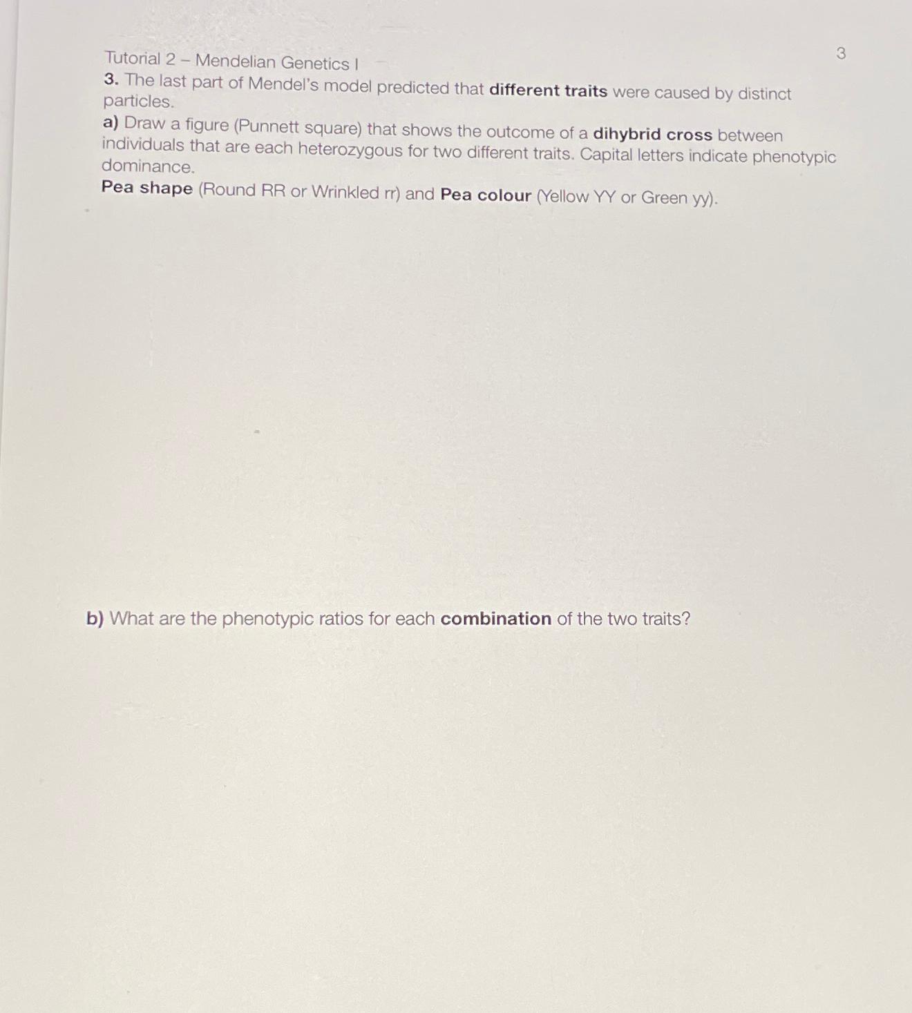 Solved Tutorial 2 - ﻿Mendelian Genetics 133. ﻿The last part | Chegg.com