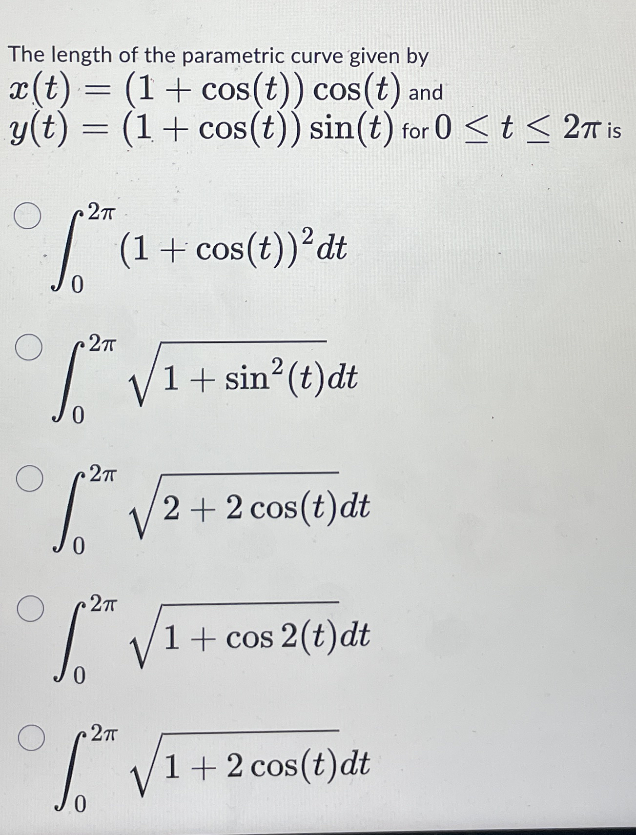 Solved The length of the parametric curve given by | Chegg.com