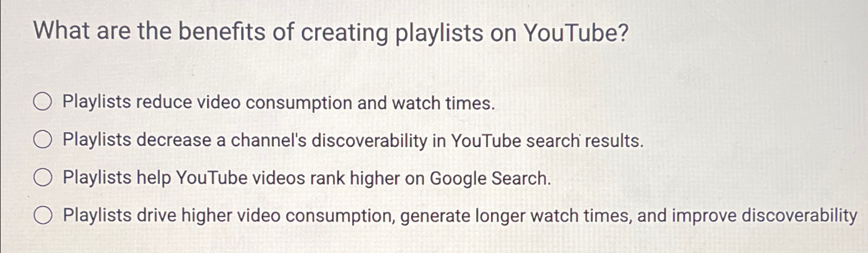 Solved What are the benefits of creating playlists on | Chegg.com