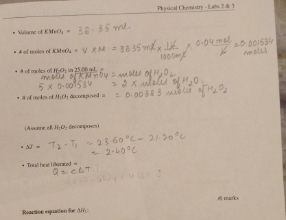 Solved Volume of KMnO4=3S*35msAf of moles of H2O2 ﻿in | Chegg.com