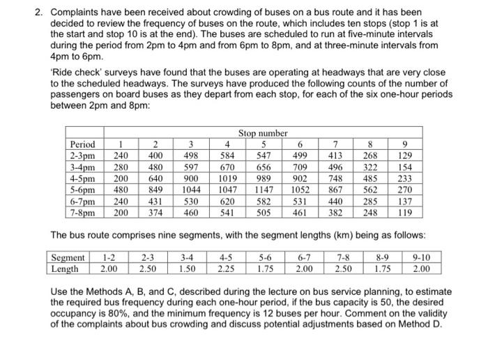 Solved Complaints have been received about crowding of buses | Chegg.com