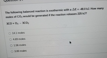 Solved The following balanced reaction is exothermic with a | Chegg.com