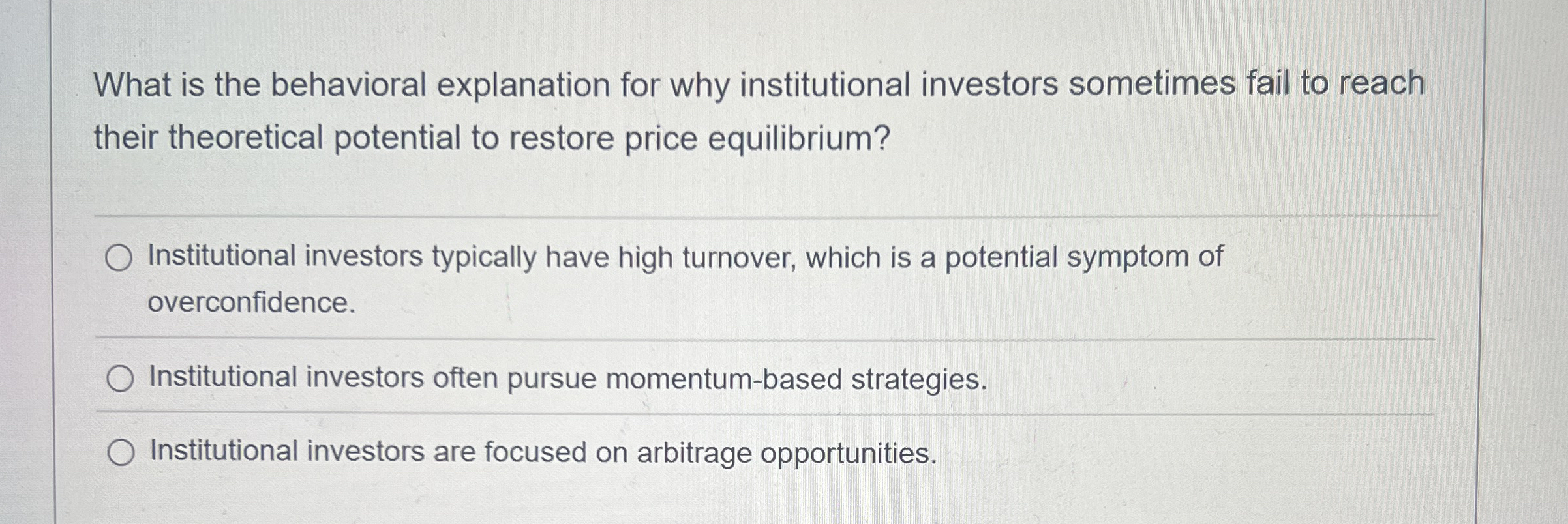 Solved What is the behavioral explanation for why | Chegg.com