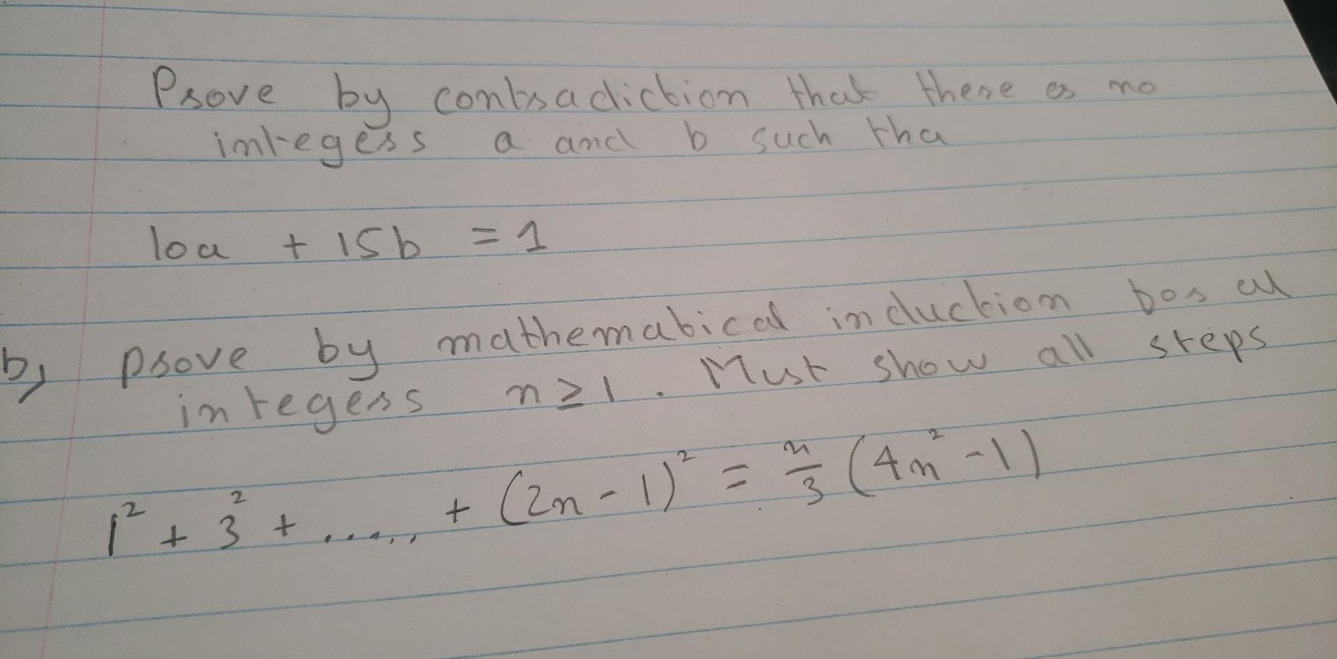 Solved mo Psove by contradiction that these es integess a | Chegg.com