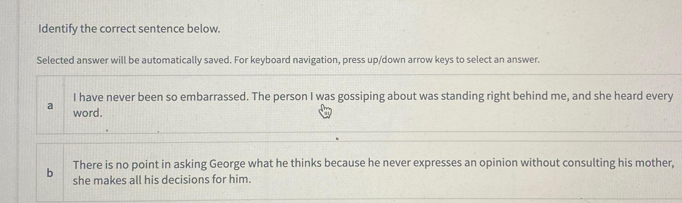 Solved Identify the correct sentence below.Selected answer | Chegg.com
