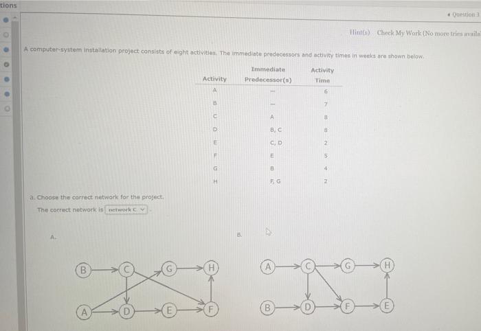 Solved tions Onestiona Hint) Check My Work (No more tries | Chegg.com