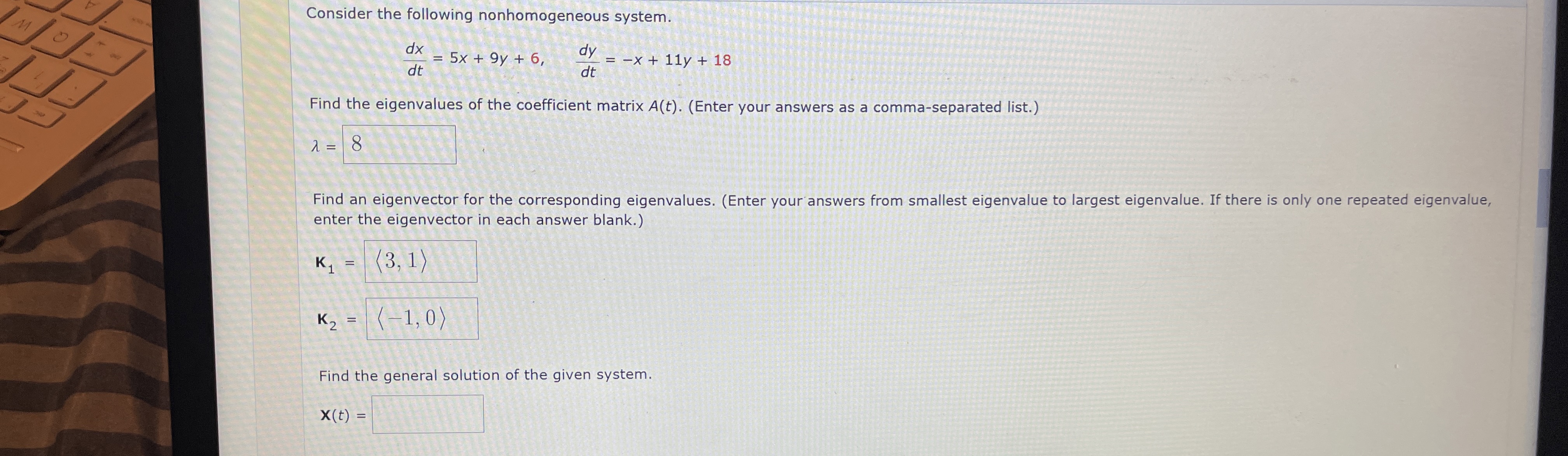 Solved Consider the following nonhomogeneous | Chegg.com