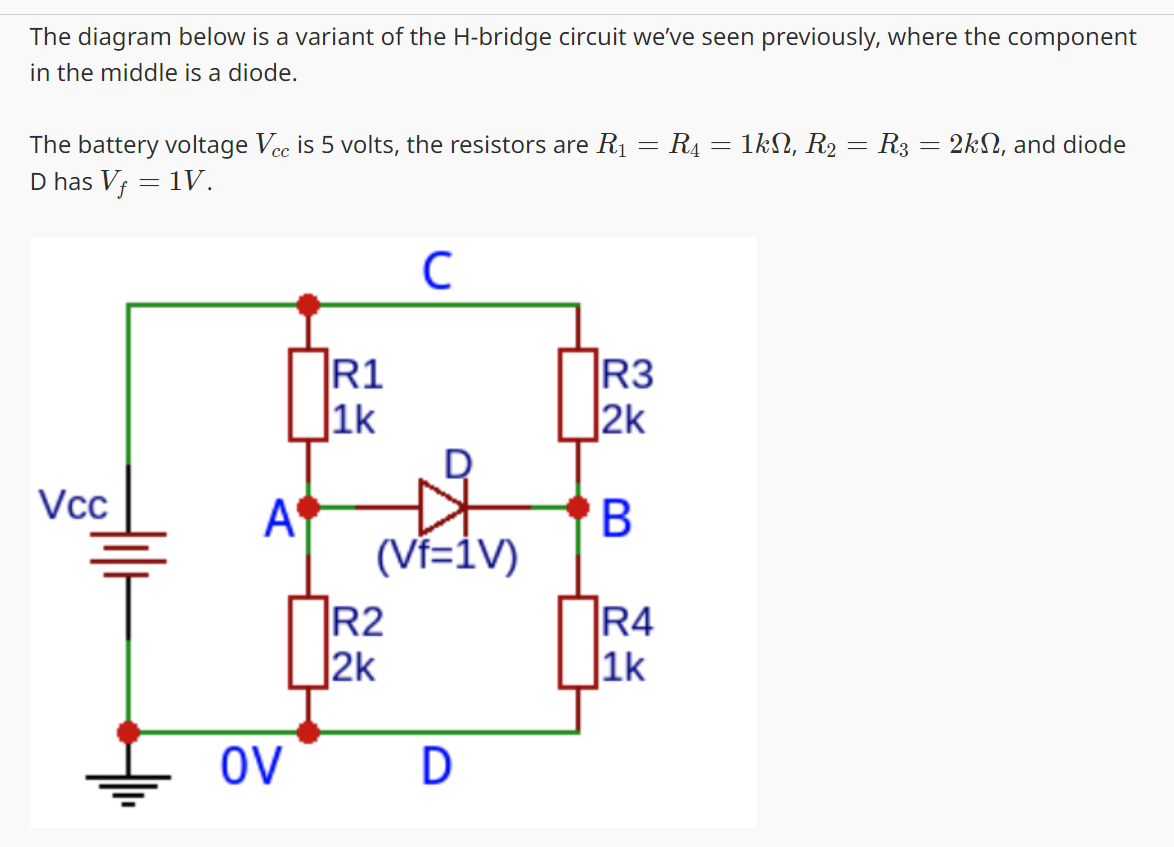 Solved The diagram below is a variant of the H-bridge | Chegg.com