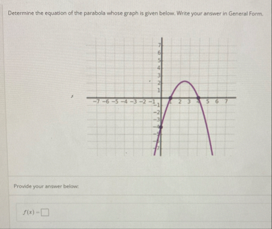 Solved Determine the equation of the parabola whose graph is | Chegg.com