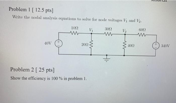 Solved Write the nodal analysis equations to solve for node | Chegg.com