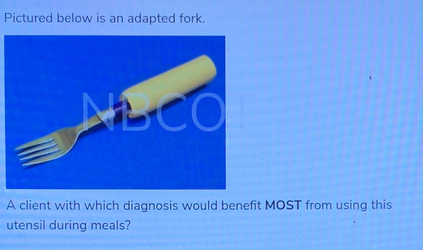 Pictured below is an adapted fork.A client with which | Chegg.com