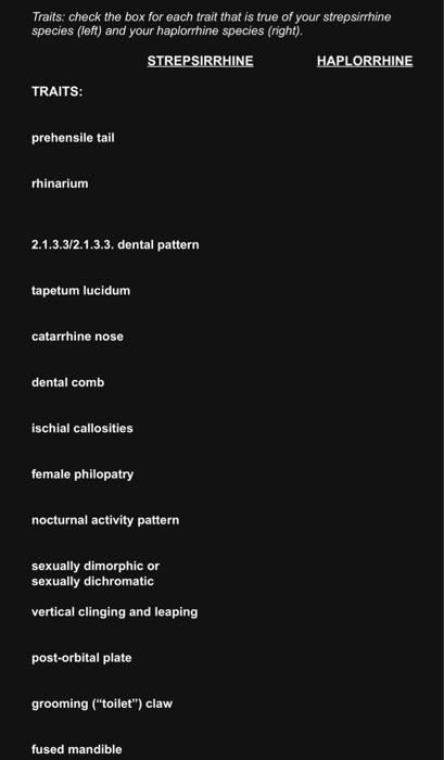 The Haplorhine species is Proboscis MonkeyThe | Chegg.com