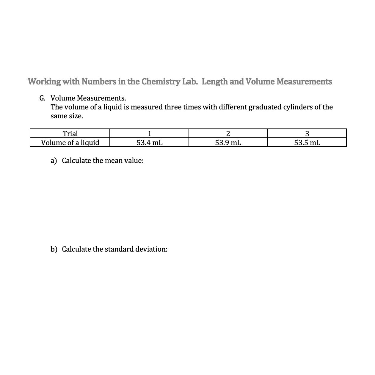 Solved Working with Numbers in the Chemistry Lab. Length and | Chegg.com