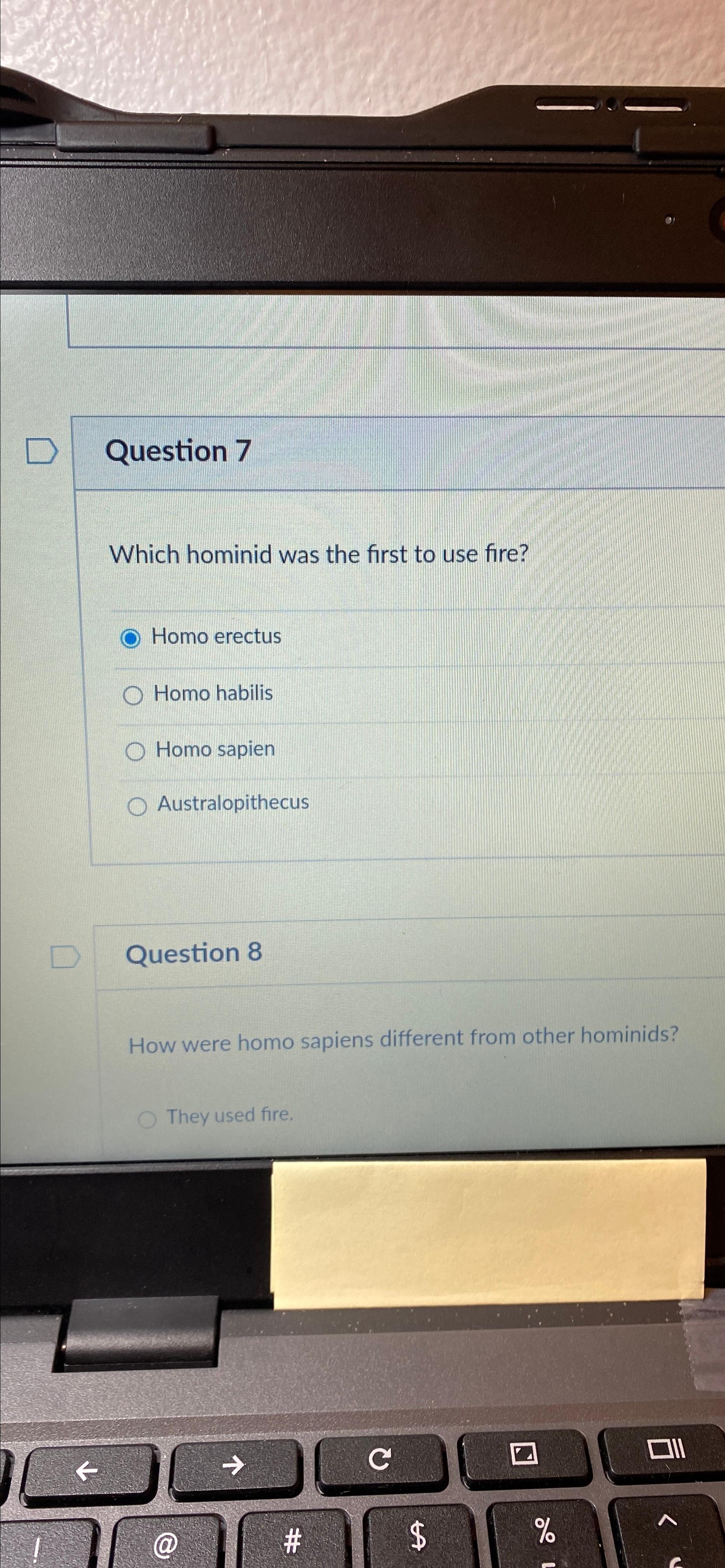 Solved Question 7Which hominid was the first to use | Chegg.com